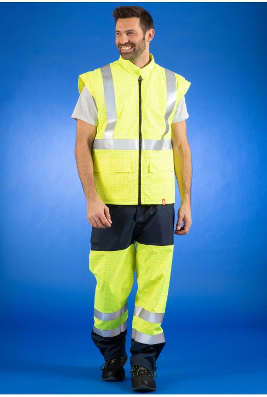 ATEX Weatherproof HV multi-hazard vest with removable sleeves| DMD FRANCE