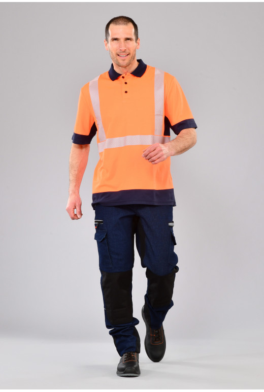 Visio Mesh high-visibility short-sleeved polo shirt | DMD France