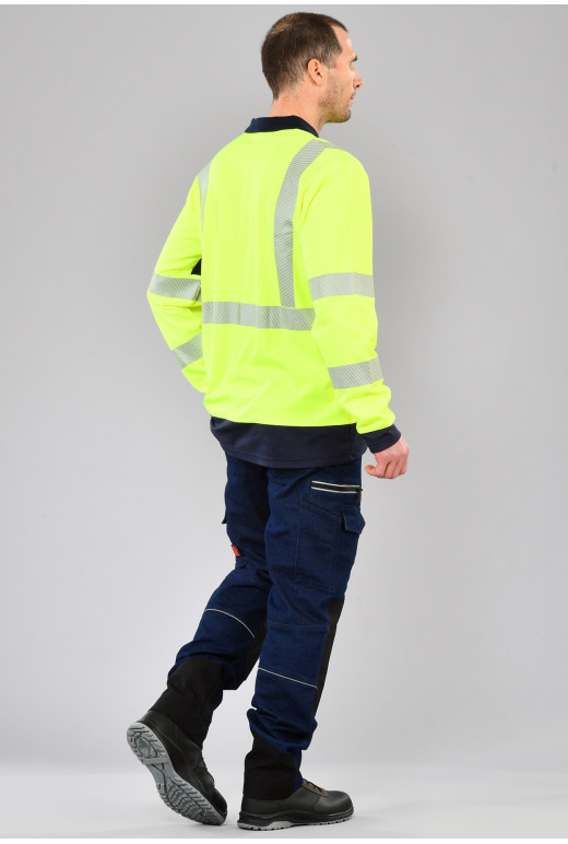 Visio Mesh high-visibility long-sleeved polo shirt | DMD France