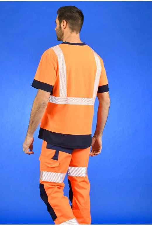 Visio Mesh high-visibility MC V-neck T-shirt | DMD France