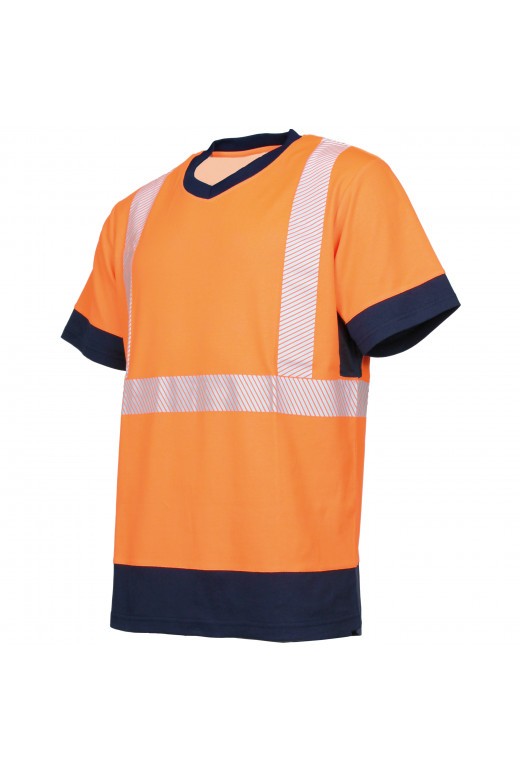 Visio Mesh high-visibility MC V-neck T-shirt | DMD France